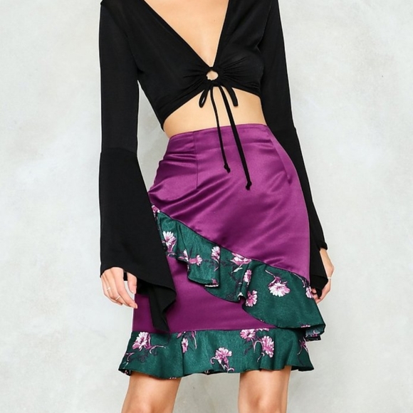 Nasty Gal | Skirts | Nasty Gal Satin Ruffle Skirt Nwt | Poshmark